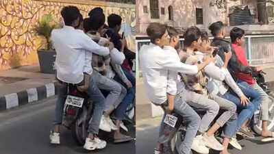 7 riders, 1 bike, zero sense: VIP Road viral video stuns netizens; cops ...